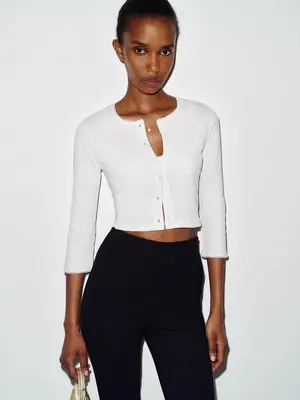 REFORMATION Gia Pointelle Knit Cardigan