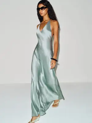 REFORMATION Lara Silk Dress - Blue