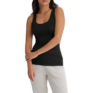 Tommy John Micro Rib Fitted Tank Black