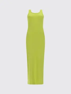MSGM U-neck Slim Fit Midi Sheath Dress In Viscose - Yellow