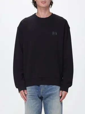 Dolce & Gabbana Cotton Crewneck Sweatshirt With Tonal Logo And Dropped Shoulders - Black
