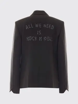 Zadig&Voltaire Single-breasted Blazer With Embroidered Slogan And Peak Lapels