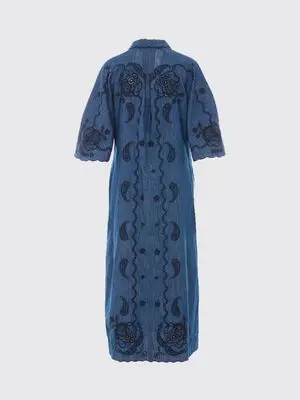 Zimmermann Aster Embroidered Cotton Denim Maxi Dress - Blue