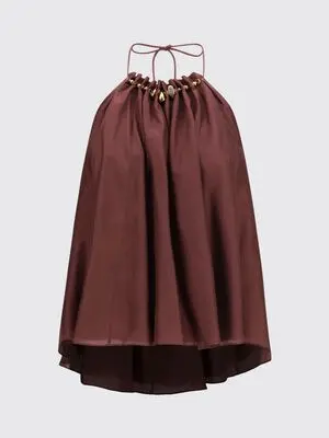 Zimmermann Draped Silk Halterneck Top With Beaded Detail - Brown