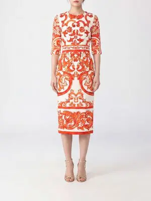 Dolce & Gabbana Printed Silk Midi Sheath Dress