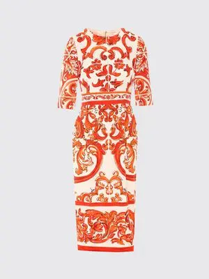 Dolce & Gabbana Printed Silk Midi Sheath Dress