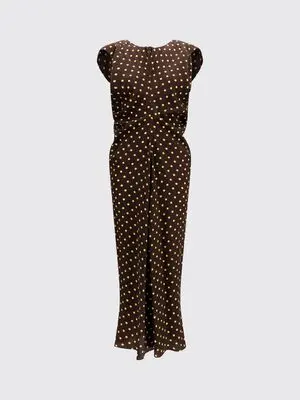 Marni Polka-dot Silk-blend Midi Tunic With Padded Shoulders And Tie Closure