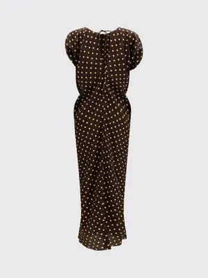 Marni Polka-dot Silk-blend Midi Tunic With Padded Shoulders And Tie Closure