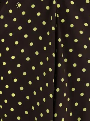 Marni Polka-dot Silk-blend Midi Tunic With Padded Shoulders And Tie Closure