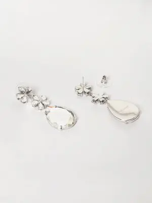 SELF-PORTRAIT Teardrop Crystal-embellished Brass Drop Earrings