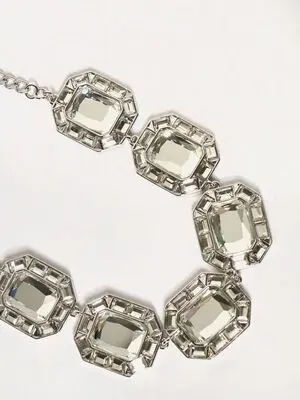 SELF-PORTRAIT Square Crystal-embellished Brass Choker Necklace