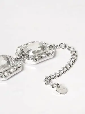 SELF-PORTRAIT Brass Choker Necklace With Square Crystals