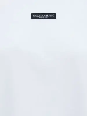 Dolce & Gabbana Cotton Crewneck T-shirt With Contrast Logo And Dropped Shoulders - White