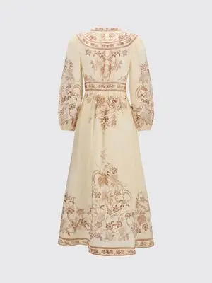 Zimmermann Floral-print Linen Midi Shirt Dress With Balloon Sleeves