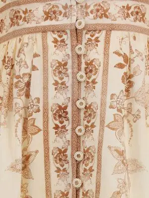 Zimmermann Floral-print Linen Midi Shirt Dress With Balloon Sleeves