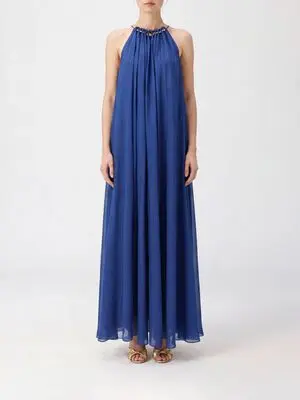 Zimmermann Pleated Silk Halter Neck Maxi Dress - Blue