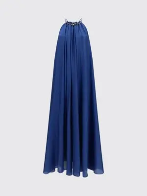 Zimmermann Pleated Silk Halter Neck Maxi Dress - Blue