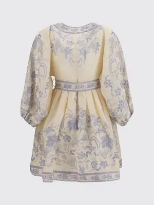 Zimmermann Floral Print Linen Tunic With Balloon Sleeves - Cream