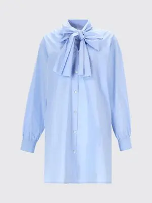 Moschino Cotton Mini Chemisier Dress With Pussy-bow Collar