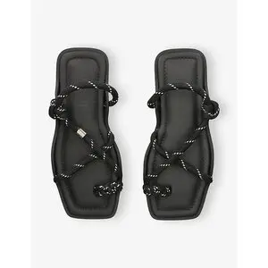 Flowze Square Toe Woven Rope Sandals - Black