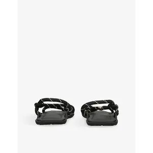 Flowze Square Toe Woven Rope Sandals - Black