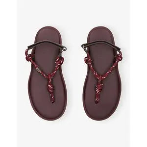 Flowze Woven Sandals With Knotted Straps And Adjustable Back Strap - Wine
