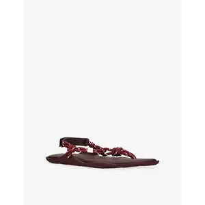 Flowze Woven Sandals With Knotted Straps And Adjustable Back Strap - Wine