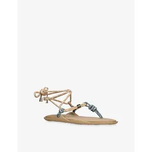 Flowze Flòwze Twin Woven Sandals With Tie Fastening - Beige Comb