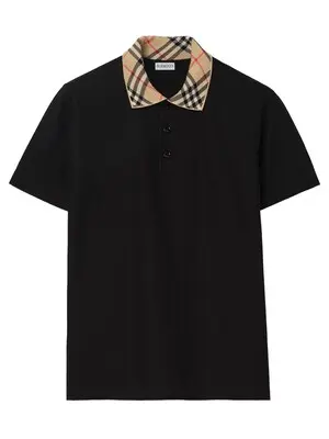 Burberry Cotton Polo With Check Collar