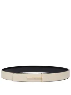 TOM FORD TOM FORD Thin T Belt In Grained Leather Grey