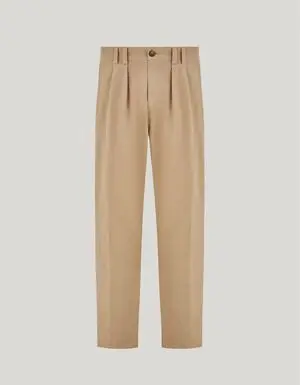 Canali Cotton Gabardine Double-pleated Trousers