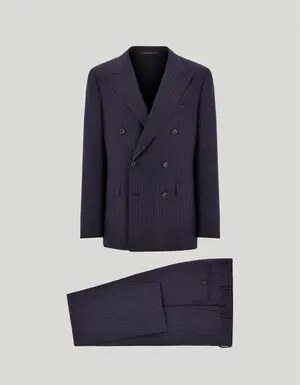 Canali Navy Pinstriped Wool Flannel Modern-fit Suit - Blue