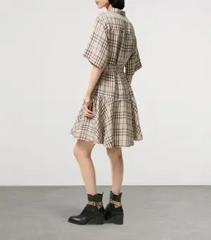 Burberry Belted Check Midi Dress