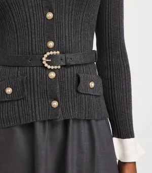 SELF-PORTRAIT Knit Twill Midi Dress