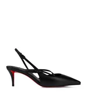 CHRISTIAN LOUBOUTIN Twistissimo Leather Slingback Pumps 60 - Black