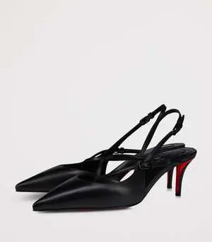 CHRISTIAN LOUBOUTIN Twistissimo Leather Slingback Pumps 60 - Black