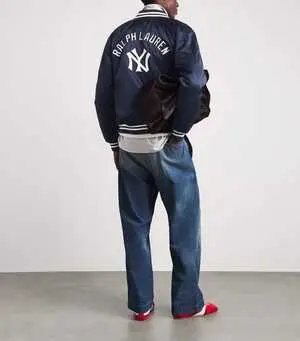 Polo Ralph Lauren Satin Yankees Bomber Jacket - Navy