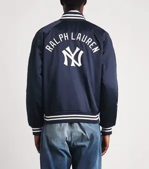 Polo Ralph Lauren Satin Yankees Bomber Jacket - Navy