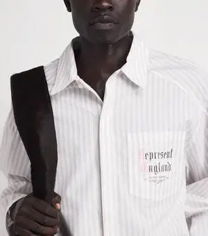 REPRESENT Cotton Pinstripe Shirt With Logo Detail