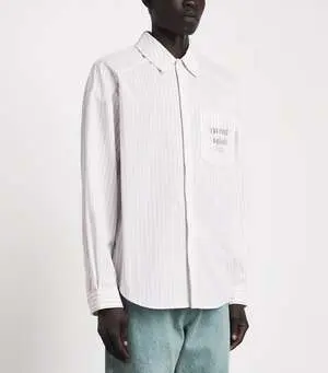 REPRESENT Cotton Pinstripe Shirt With Logo Detail