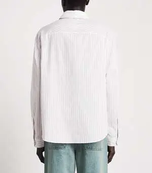 REPRESENT Cotton Pinstripe Shirt With Logo Detail
