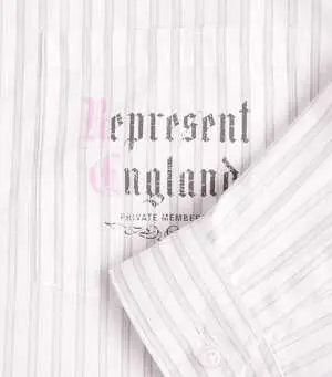 REPRESENT Cotton Pinstripe Shirt With Logo Detail