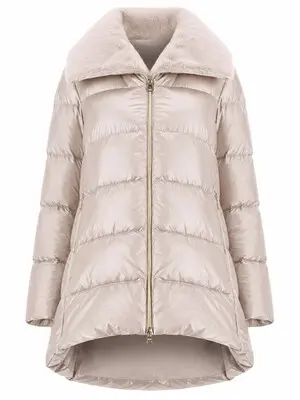 Herno A-shape" Piumino With Fur Collar - Beige