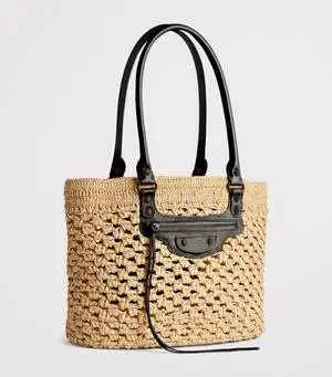 Balenciaga Raffia-lambskin Le City Basket Bag