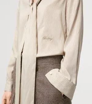 Burberry Silk Stripe Scarf Blouse