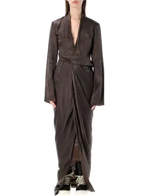 Rick Owens Fluid Floor-length Wrap Gown With Back Tie