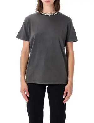 GOLDEN GOOSE Cotton T-shirt With Crystal Detail - Grigio