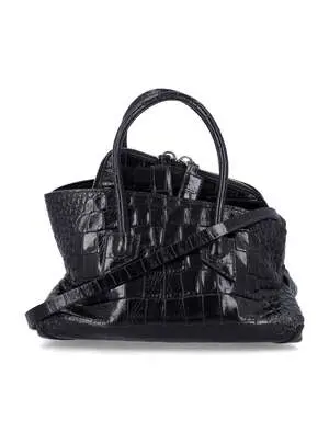 Attico Mini Handbag With Top Handles And Removable Shoulder Strap - Nero
