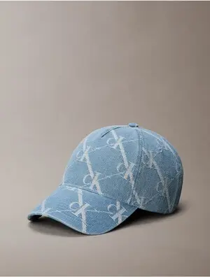 Calvin Klein Allover Monogram Denim Cap - Medium Wash