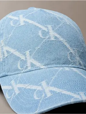 Calvin Klein Allover Monogram Denim Cap - Medium Wash